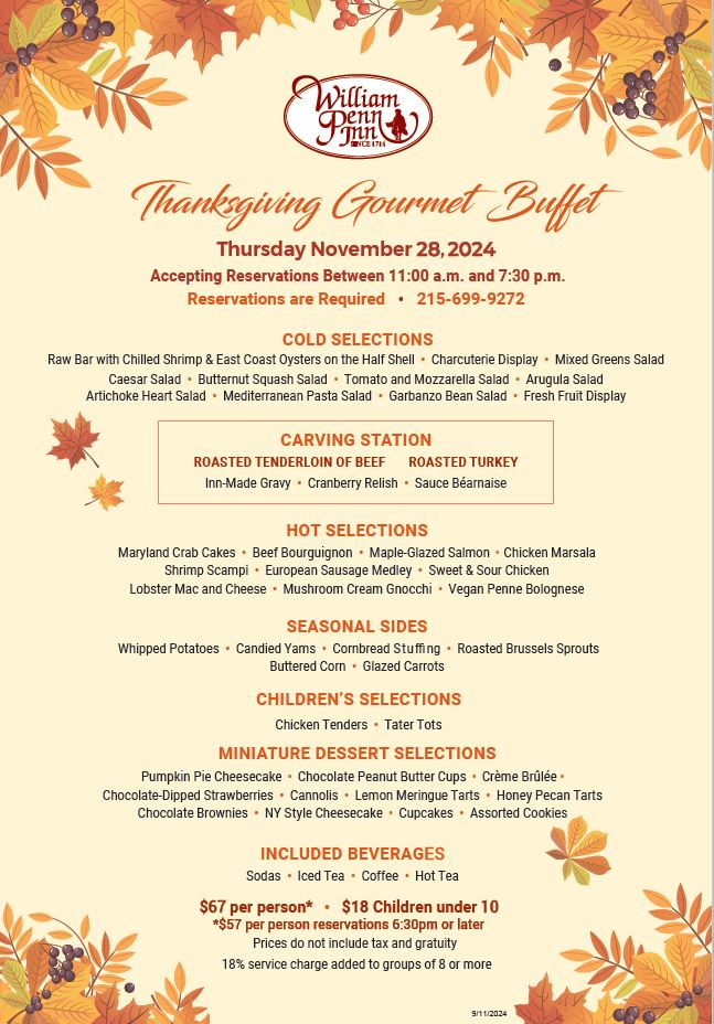 Best Fine Dining Restaurant Menus in Montgomery County PA | William ...